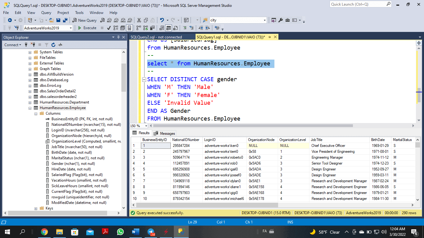 استفاده از عبارت Case در SQL Server - نیک آموز